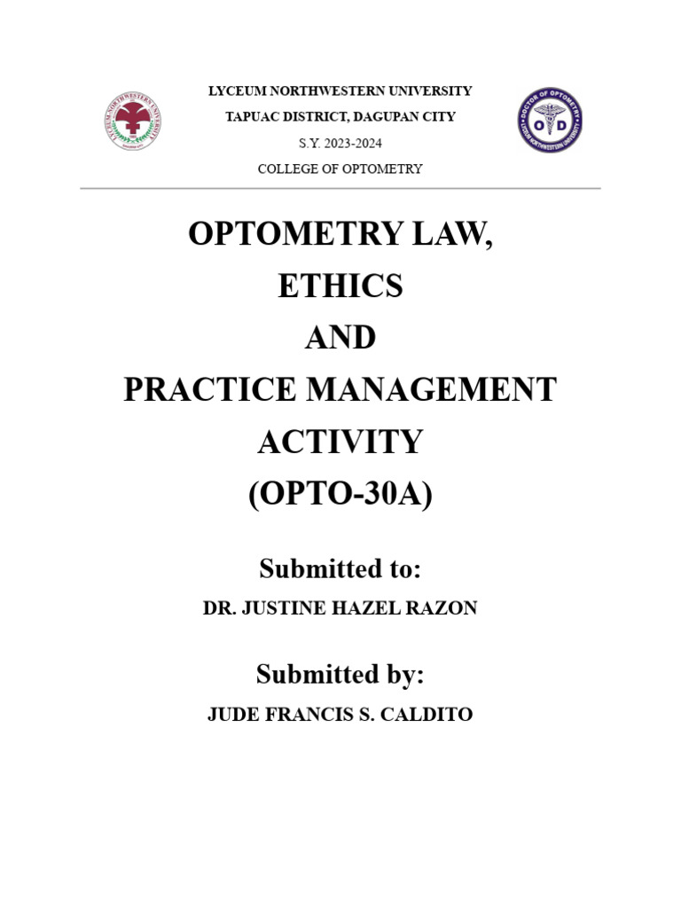 OPTO Law Activity | PDF | Optometry | Health Care