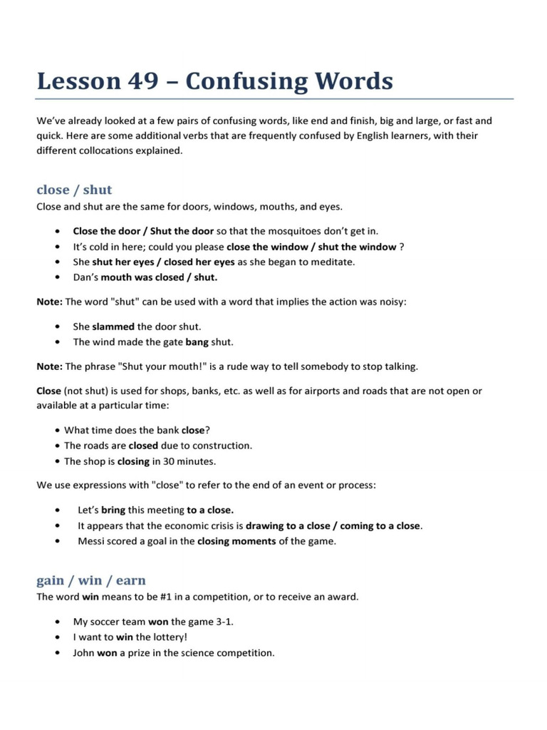 Confusing Words | PDF
