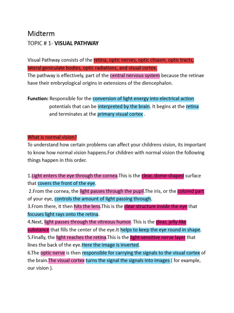 Midterm Topic 2021 Ocu - Ana | PDF | Visual System | Retina