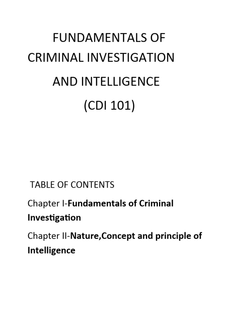 Cdi 101 - Summary | PDF | Military Intelligence | Counterintelligence