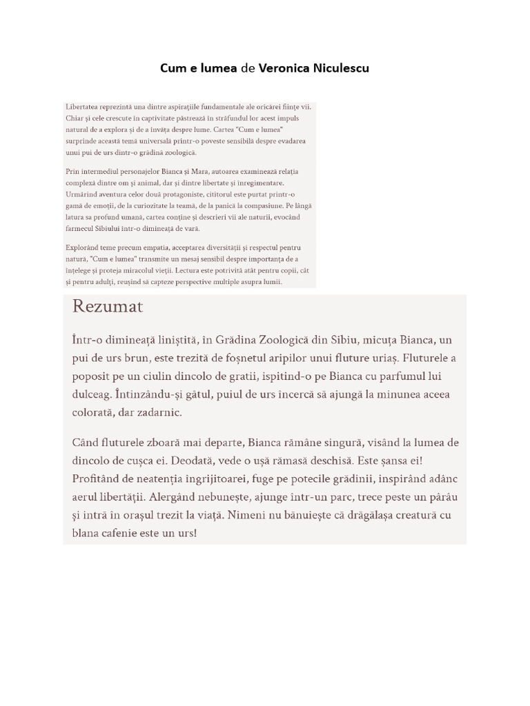 Cum e Lumea - Veronica Niculescu | PDF