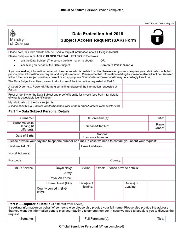 20180530-MOD SAR Form 1694 | PDF