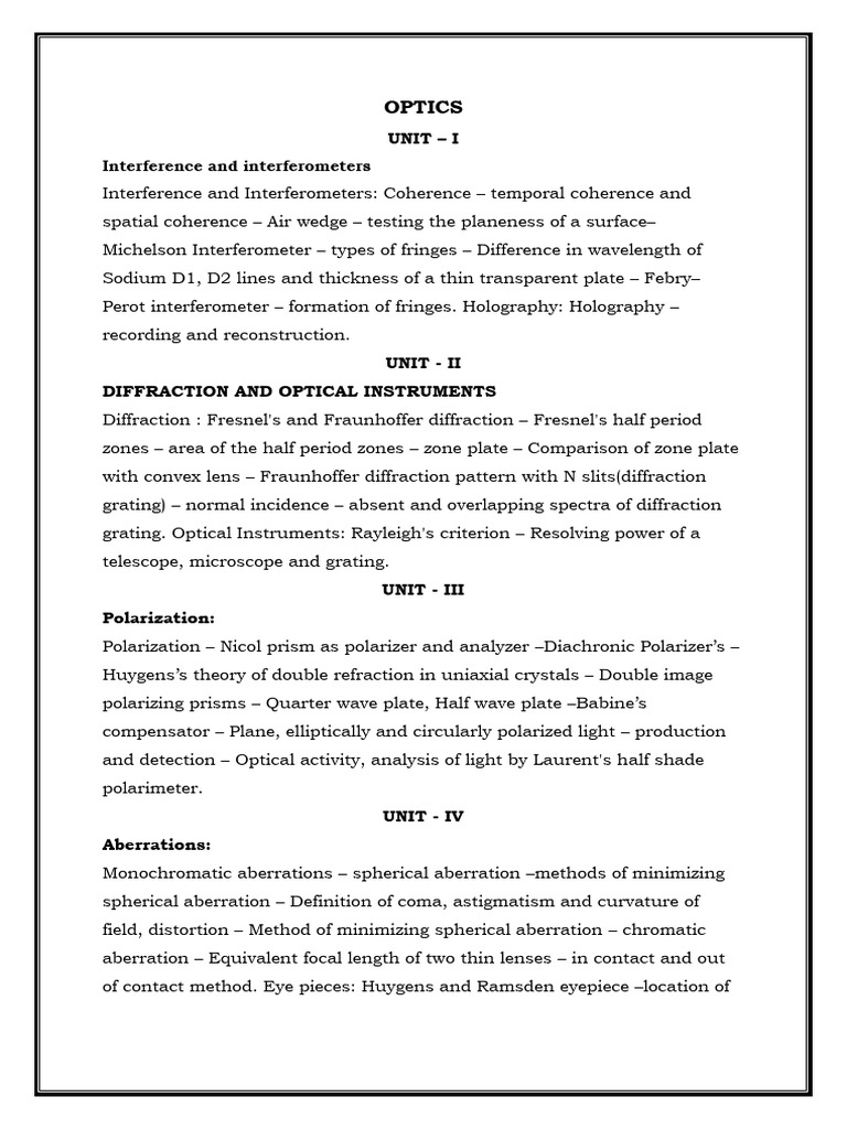 Optics | PDF | Angular Resolution | Diffraction