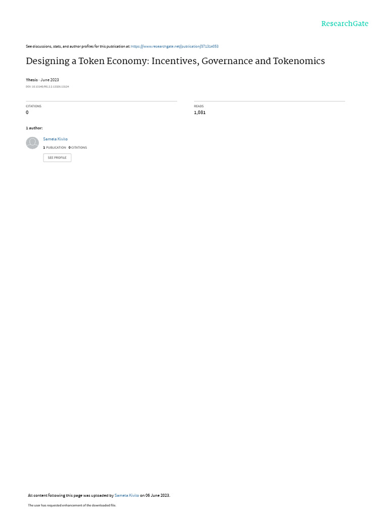 Designing A Token Economy: Incentives, Governance and Tokenomics | PDF ...