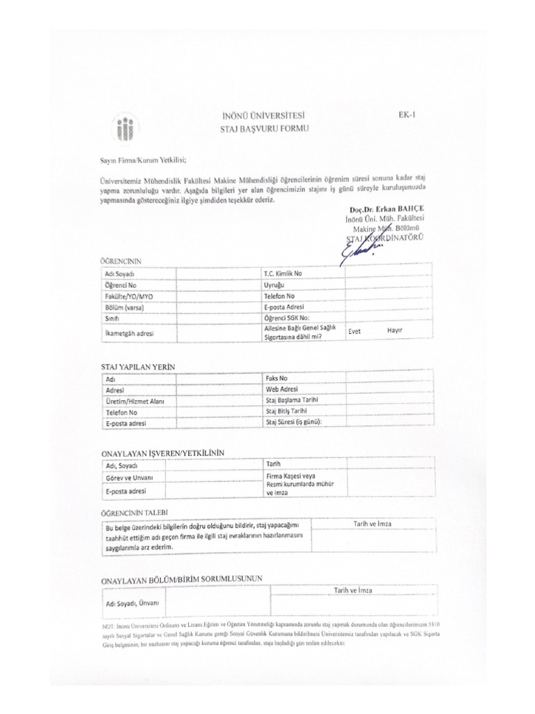 Staj Evrak | PDF