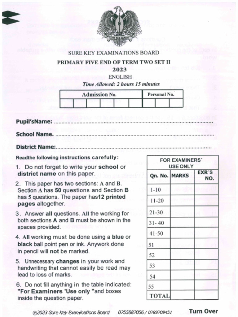 Surekey P5 English Eot 2 | PDF