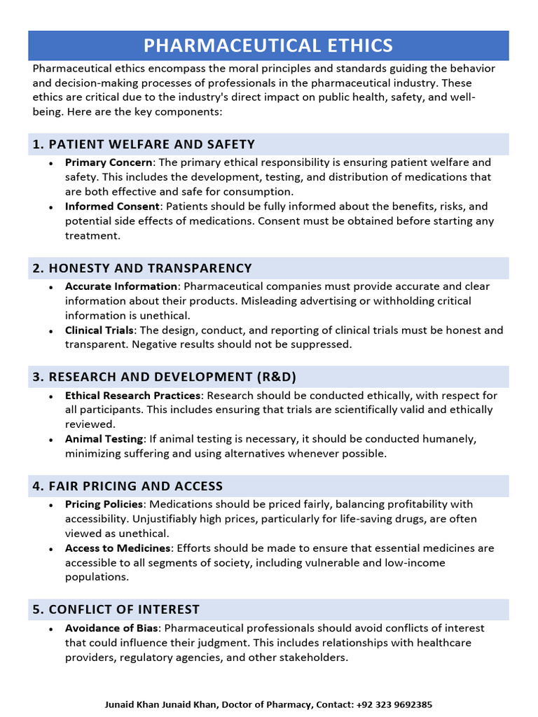 Pharmaceutical Ethics - by Junaid Khan | PDF | Clinical Trial | Informed Consent