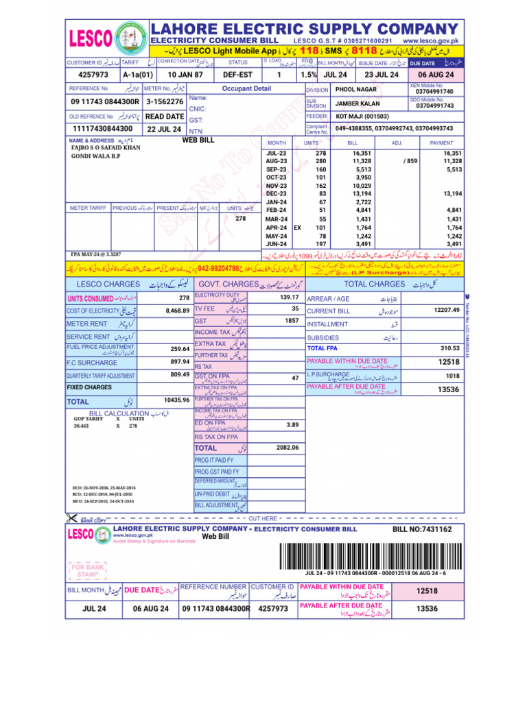 LESCO - Web Bill | PDF
