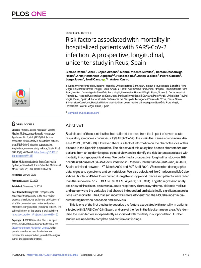 Iftimie 2020 Plosone | PDF | Health Care | Health Sciences