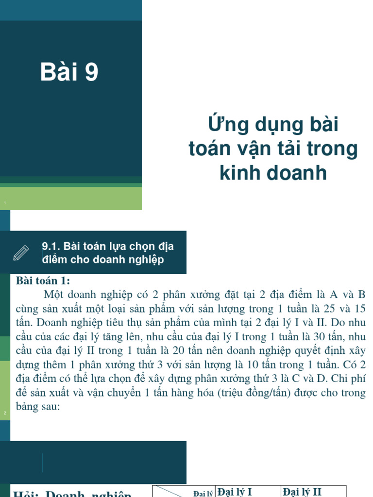 Bài 9-Ứng Dụng Bài Toán Vận Tải Trong Kinh Doanh | PDF