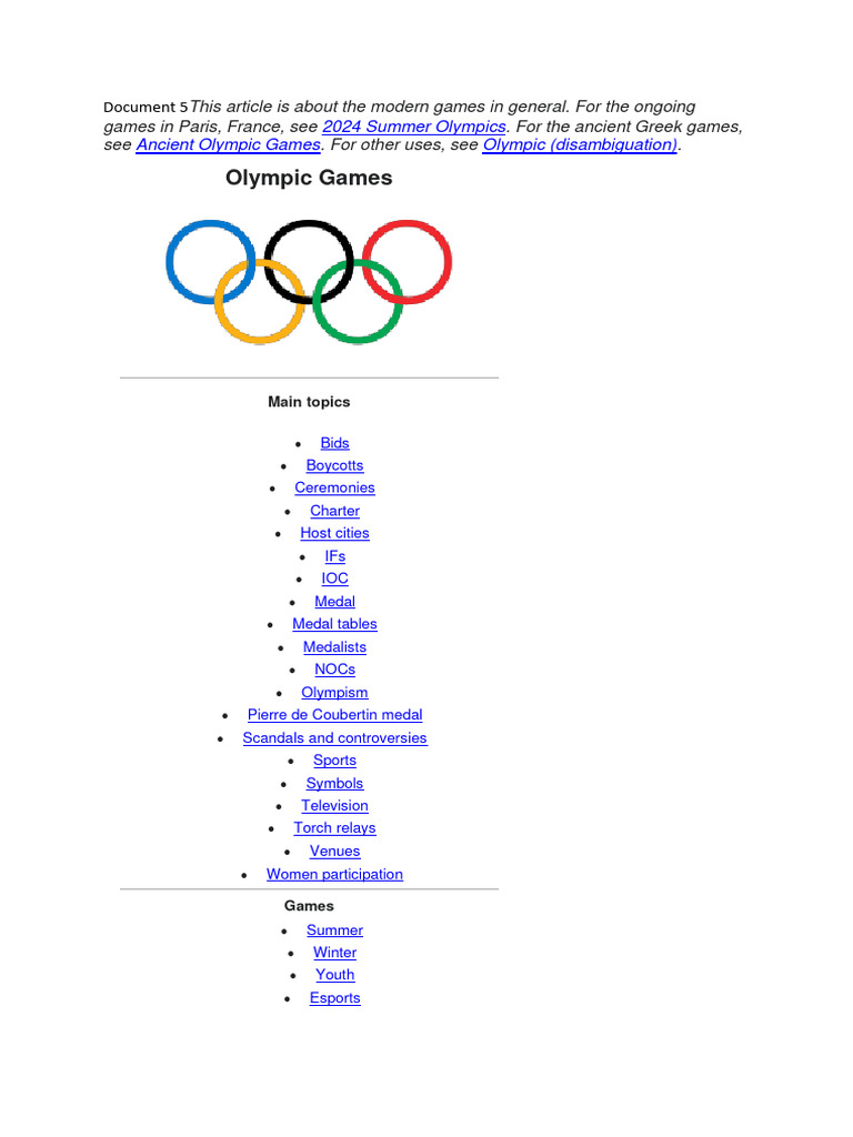 Class Notes HIS12 | PDF | Olympic Games | Paralympic Games