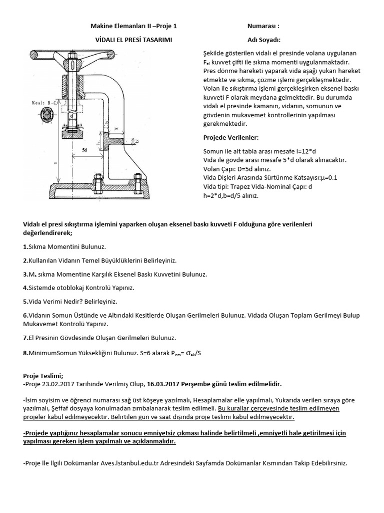 Makine Elemanlari II Proje 1 | PDF