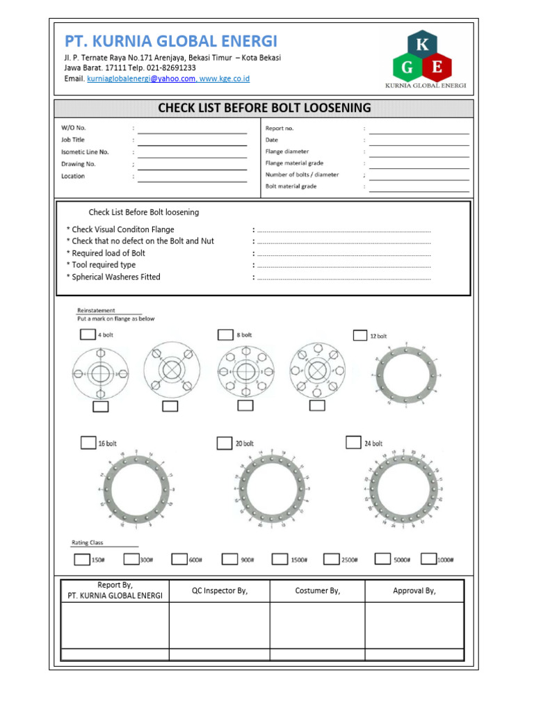 Bolt Inspection Checklist | PDF