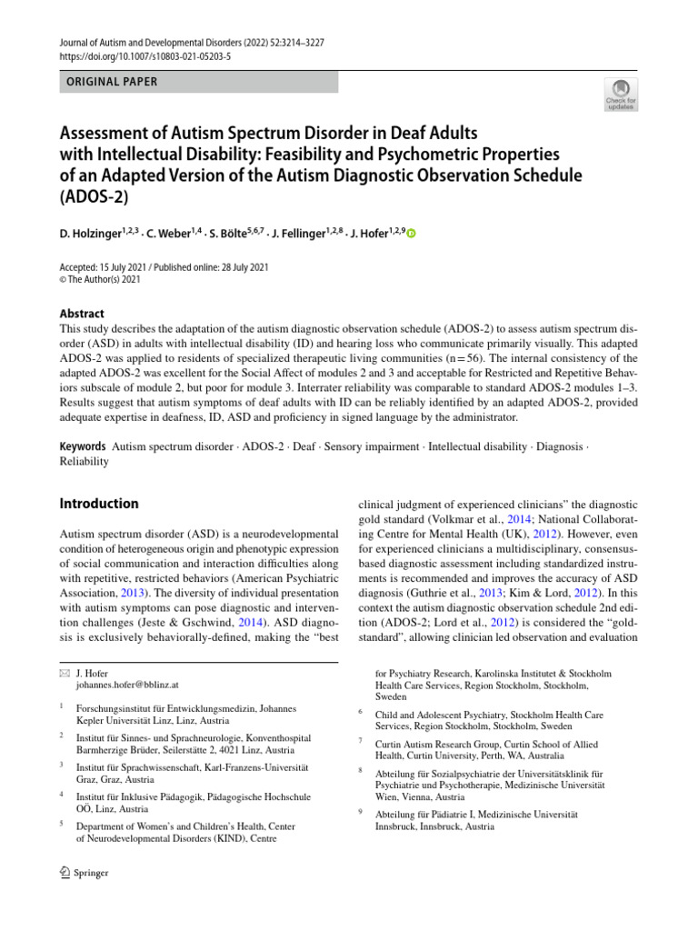 Adapted Ados-2 | PDF | Autism Spectrum | Intellectual Disability