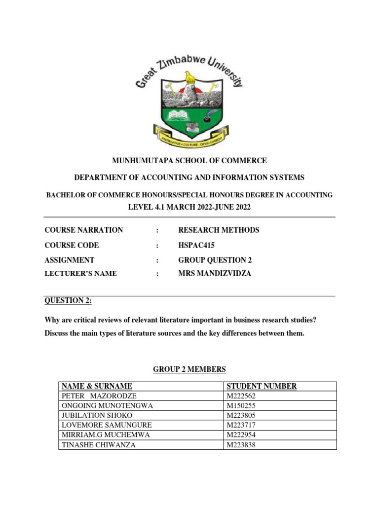 Research Group 2 Assignment Updated | PDF | Methodology | Primary Sources