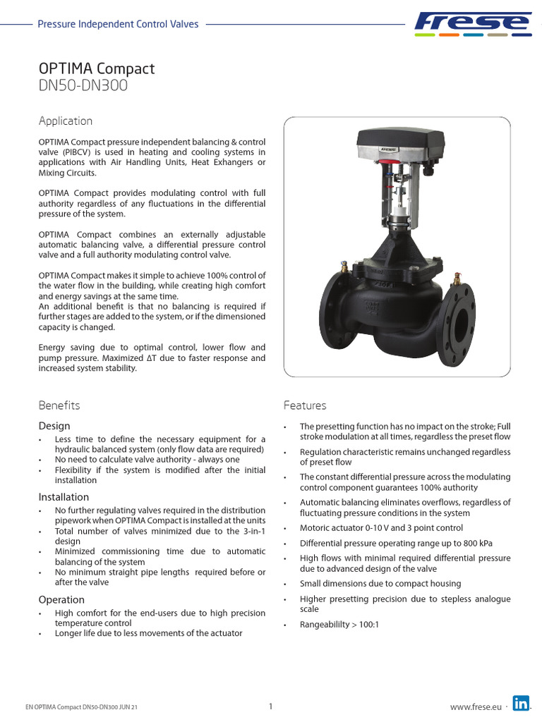1-1-06 EN OPTIMA Compact DN50-DN300 (Frese) | PDF | Valve | Alternating ...