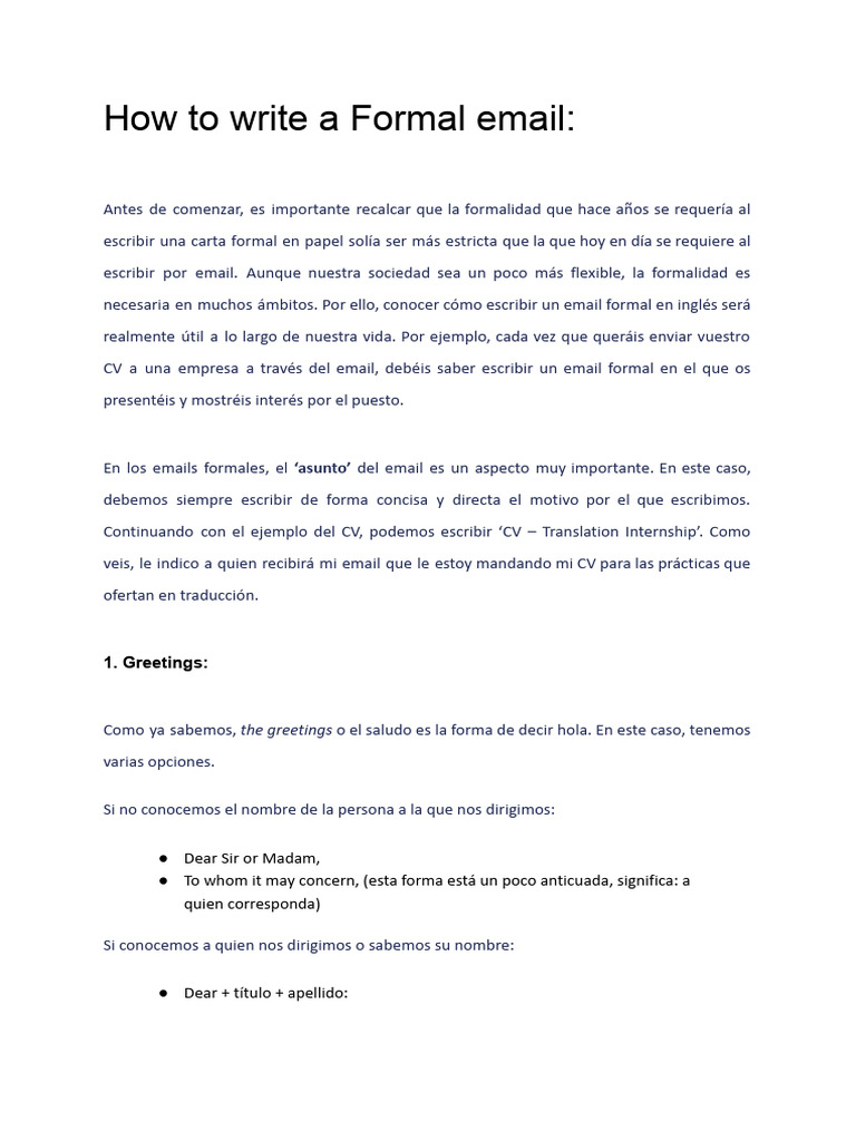 Formal Email - Apuntes | PDF | Lingüística