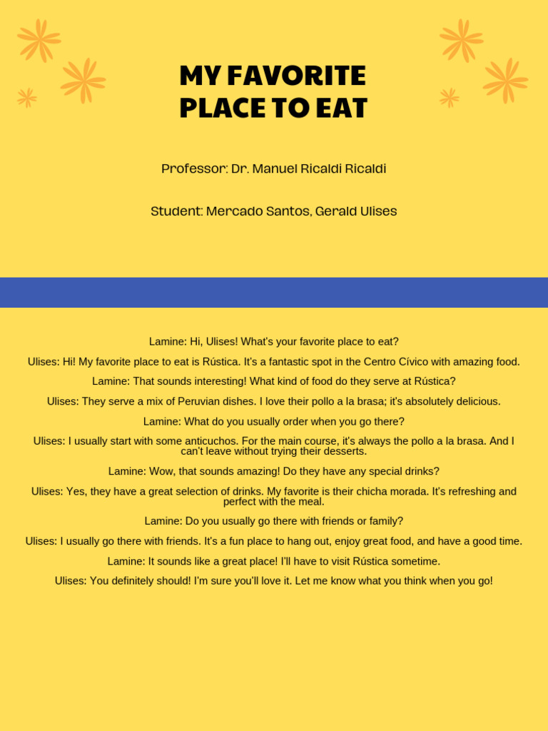 My Favorite Place To Eat | PDF