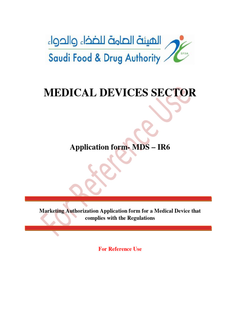 MDMA Application Forms Annex of IR 6 | PDF | Medical Device | Federal Food