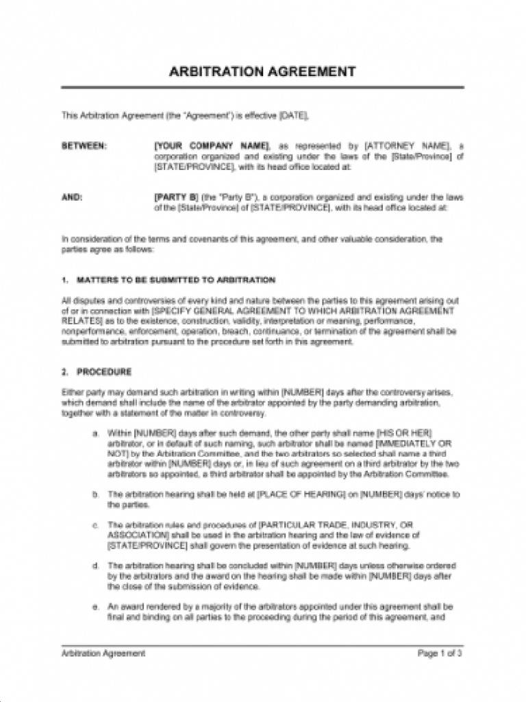 Arbitration Agreement Document | PDF
