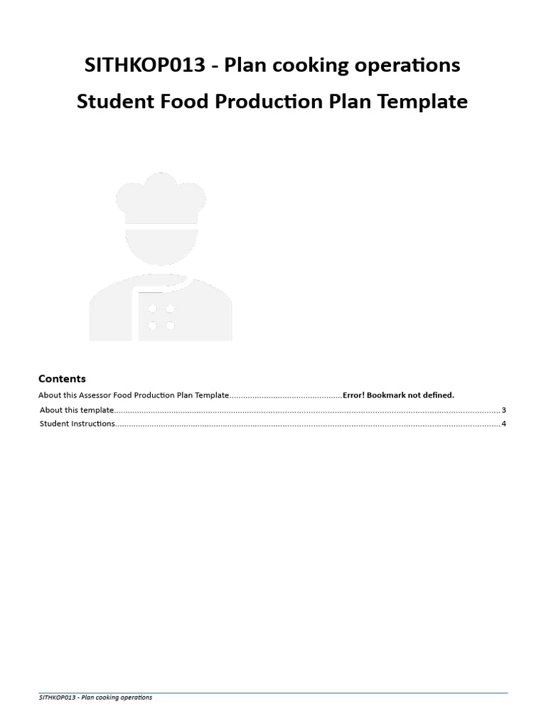 SITHKOP013 Student Food Production Plan Template | PDF | Food Safety ...