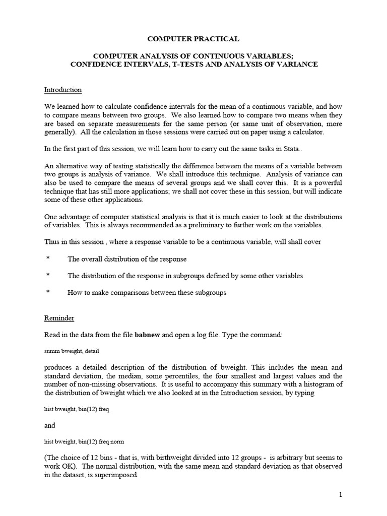 Computer Practical 3 | PDF | Student's T Test | P Value