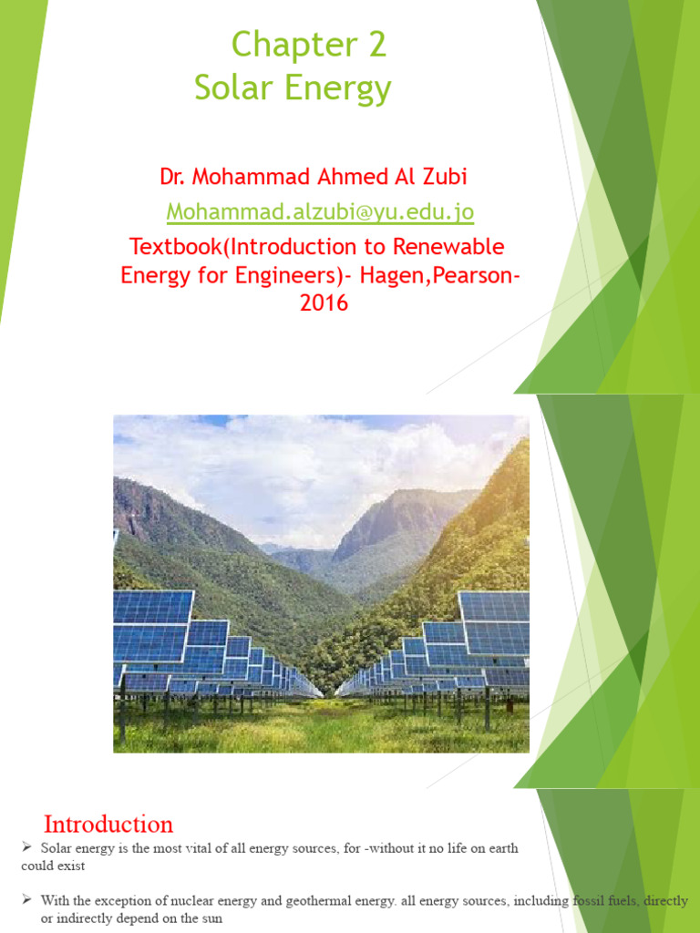 Chapter 2 Solar Energy Part 1 | PDF | Solar Energy | Photovoltaic System