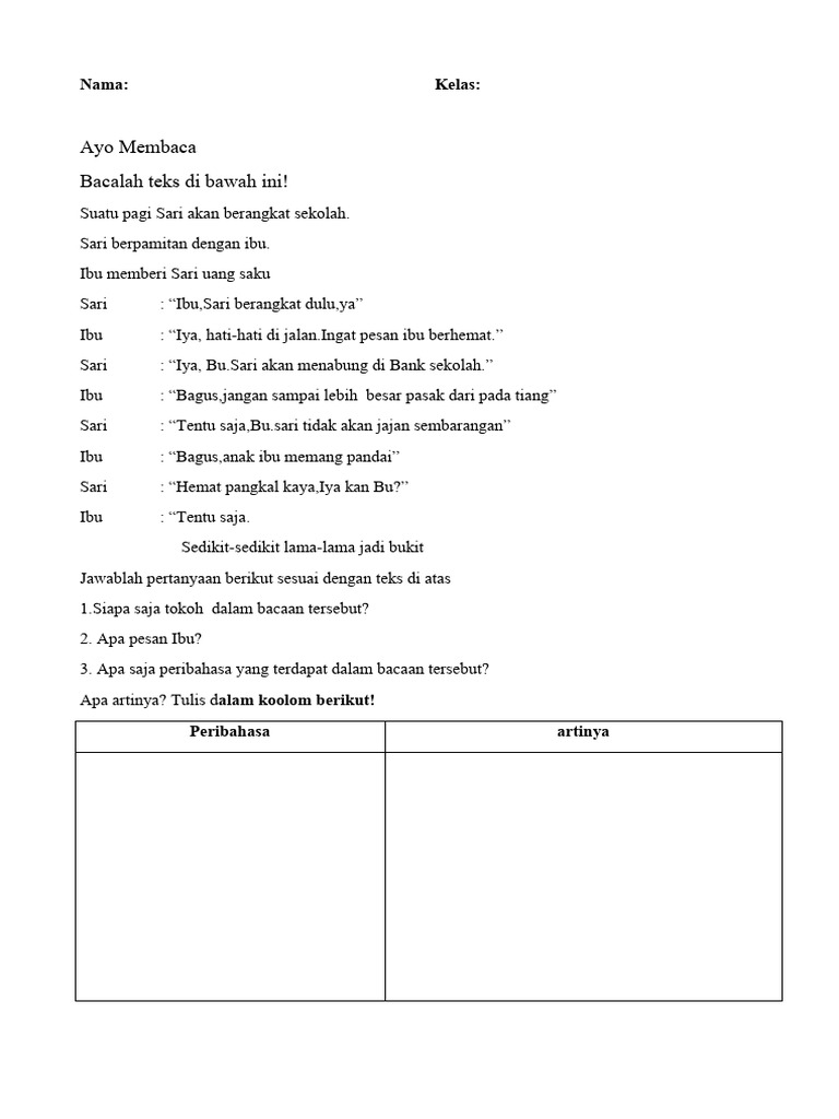 LKPD Bindo Kelas 2 SD | PDF | Puisi | Fiksi Umum