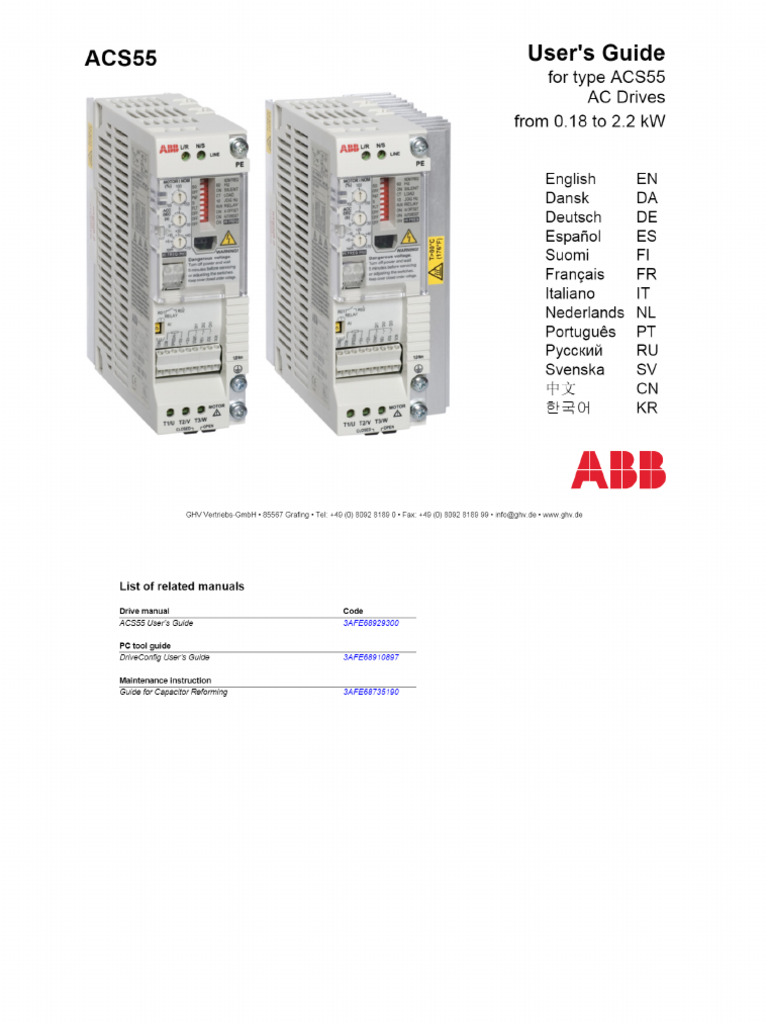 Manual Inversor Abb Acs55 01n 02a2 2 | PDF