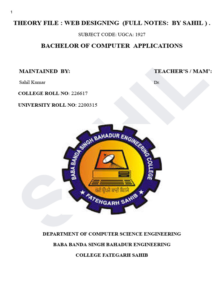 Web Designing Theory (4th Sem) . | PDF | Html Element | Hyperlink