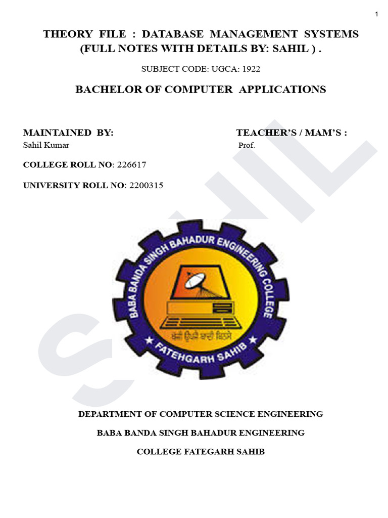 Database Management Systems Theory (4th Sem) . | PDF | Databases | Relational Model