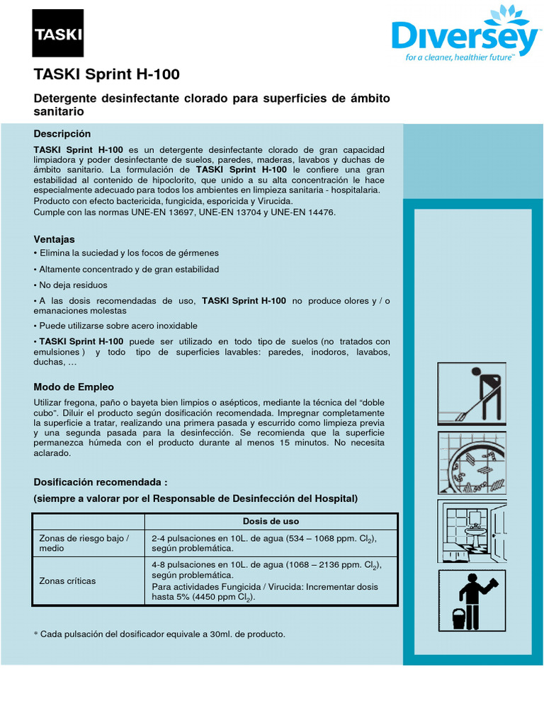 FT Taski Sprint h-100 | PDF | Detergente | Agua