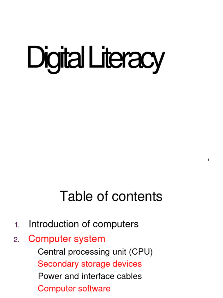 Digital Literacy Notes | PDF | Computer Data Storage | Computer Monitor