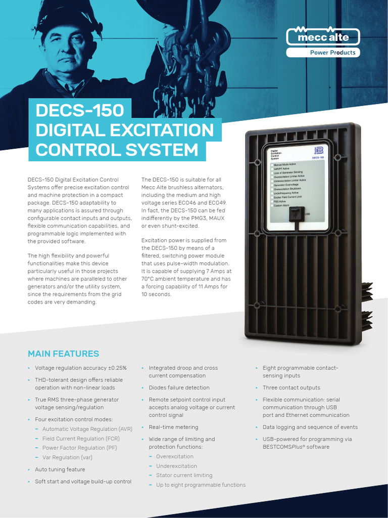 MAU4026 DECS 150 Digital Excitation Control System Leaflet 3b | PDF ...