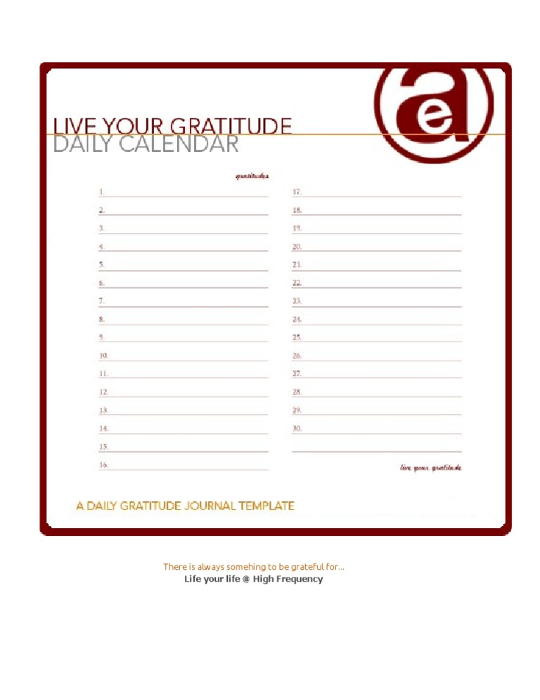 Gratitude Calendar | PDF