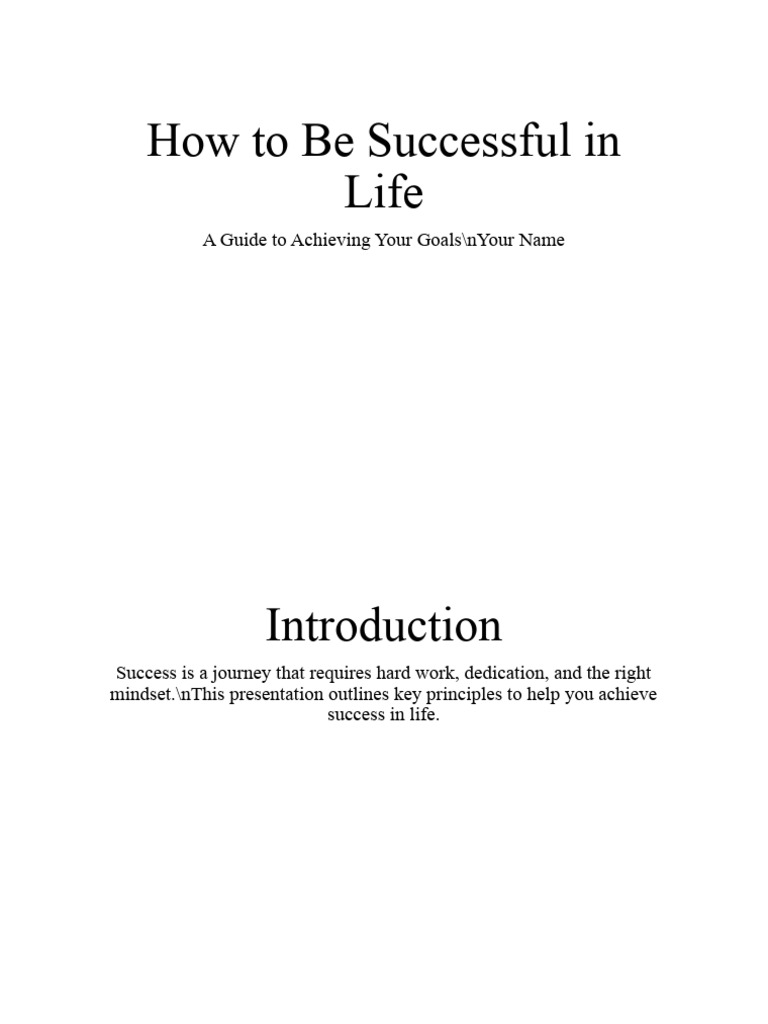 How To Be Successful in Life | PDF