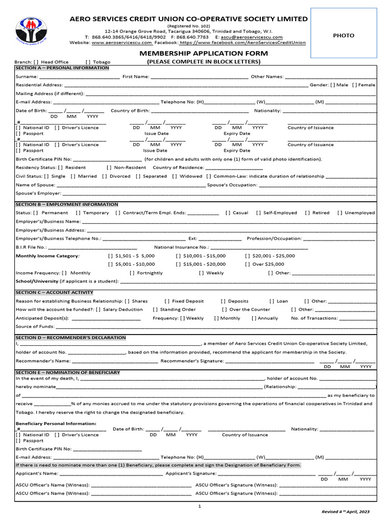 Membership Application Form Revised Final 3 4 4 2023 1 | PDF | Regulatory Compliance | Employment