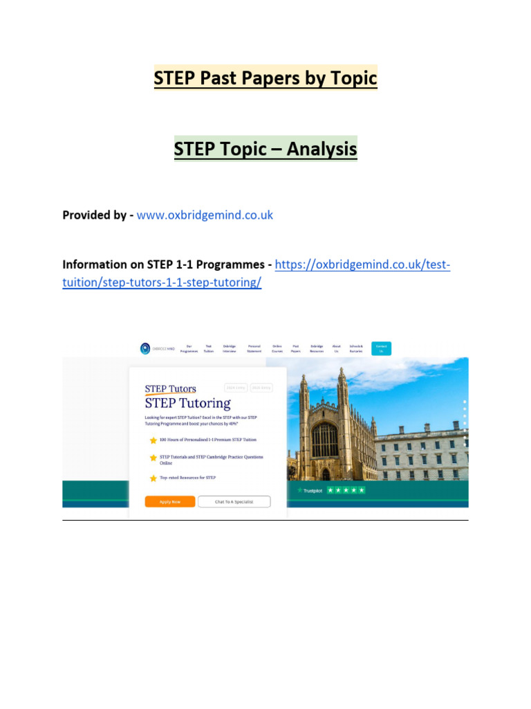 STEP Past Papers - Analysis | PDF