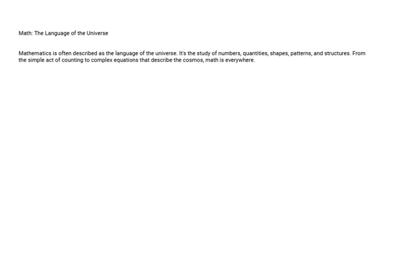 Math The Language of Universe | PDF