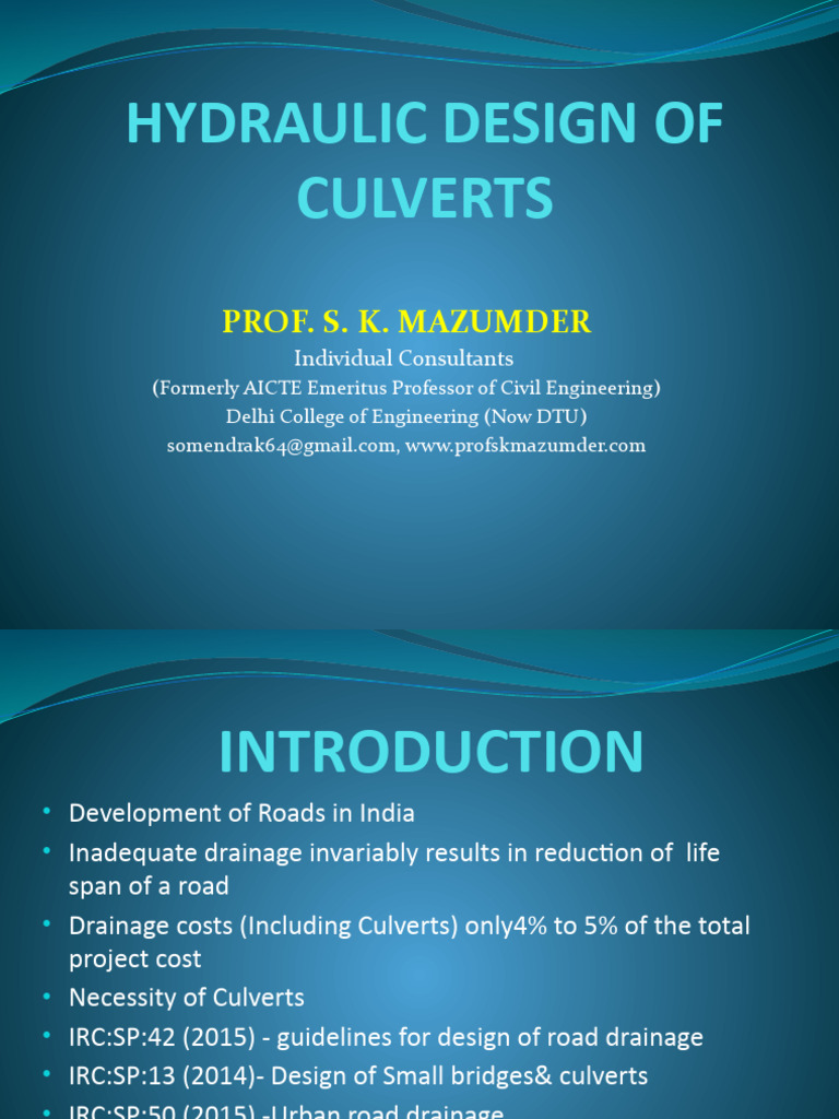 Hydraulics of Culverts | PDF | Flood | Environmental Engineering