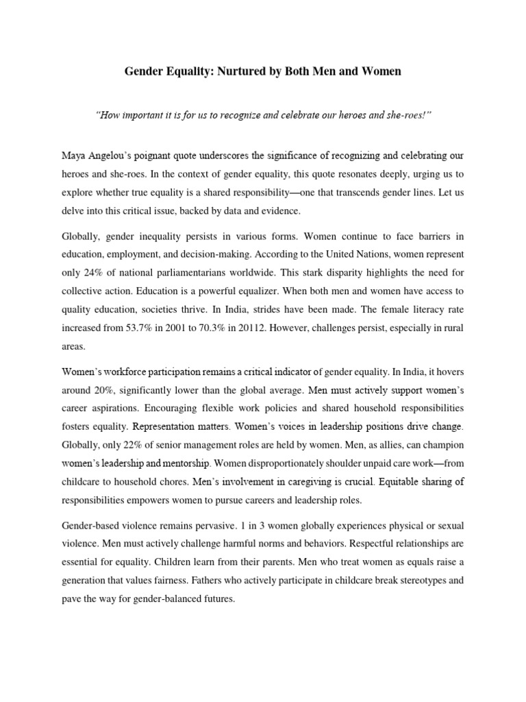 Gender Equality | PDF | Gender Studies | Gender Equality