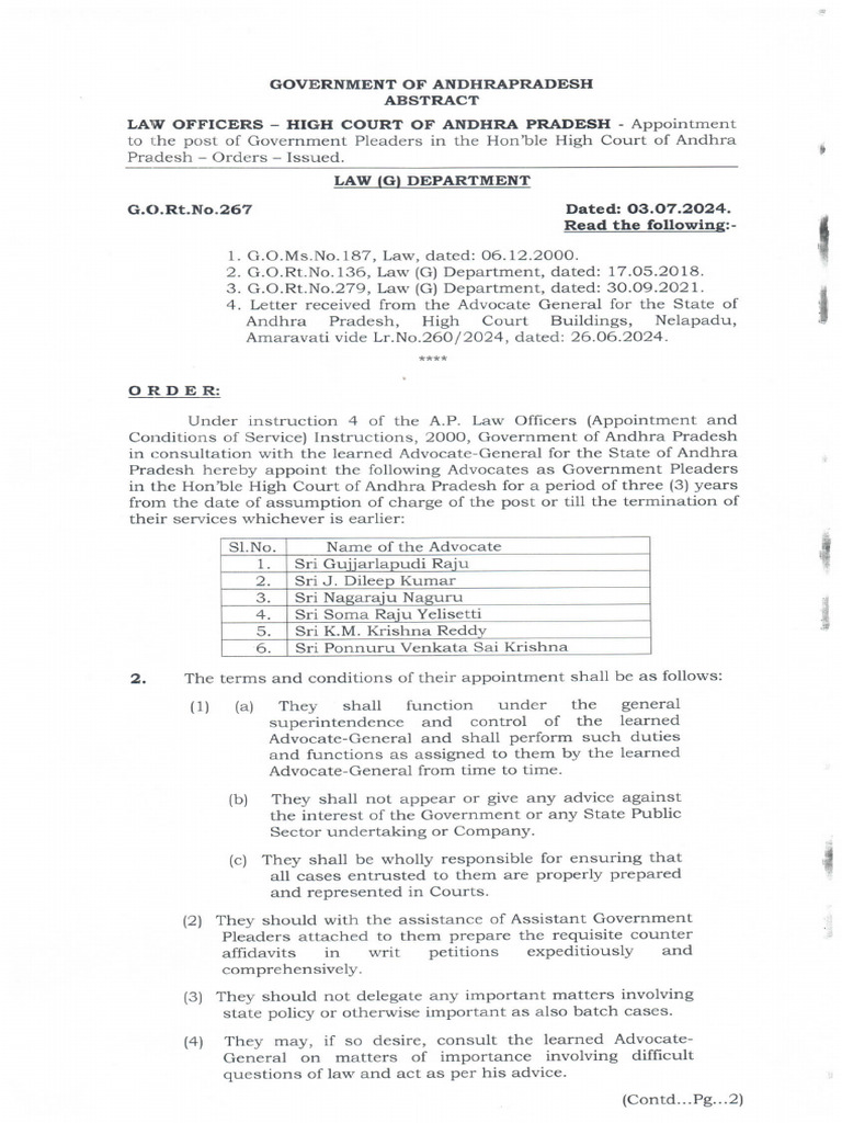 G o RT No 267 GP Appointment | PDF