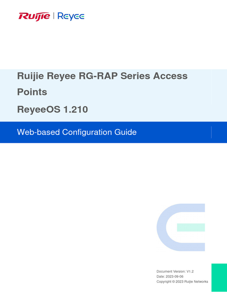 Ruijie Reyee RG-RAP Series Access Points Web-Based Configuration Guide, Release ReyeeOS 1.210 ...