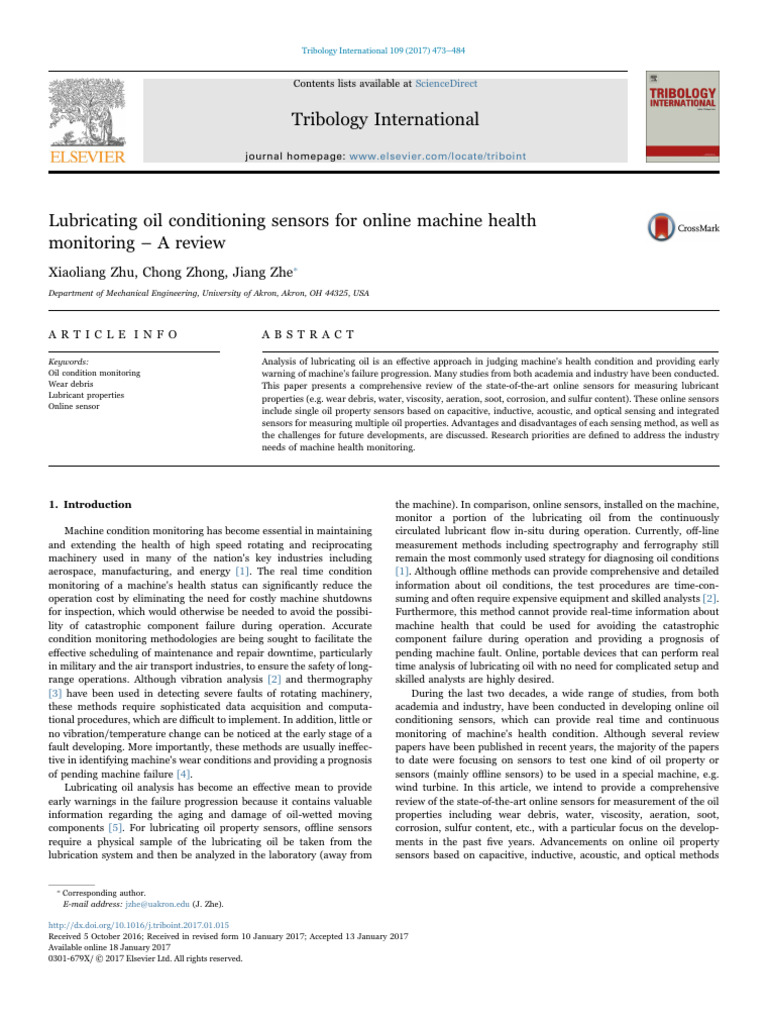Lubricating oil conditioning sensors for online machine health ...
