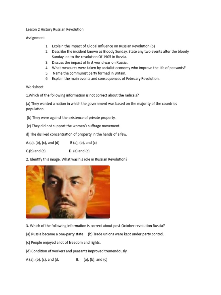 Russian Revolution Lesson & Quiz | PDF | Politics