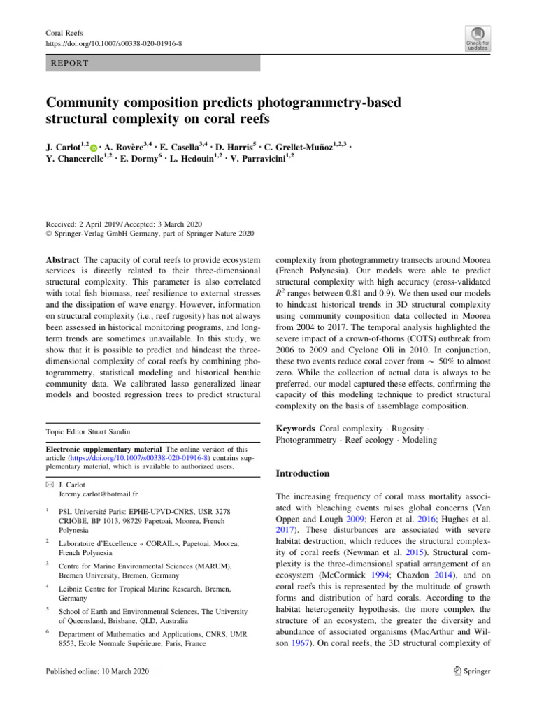 10.1007@s00338 020 01916 8 | PDF | Cross Validation (Statistics) | Principal Component Analysis