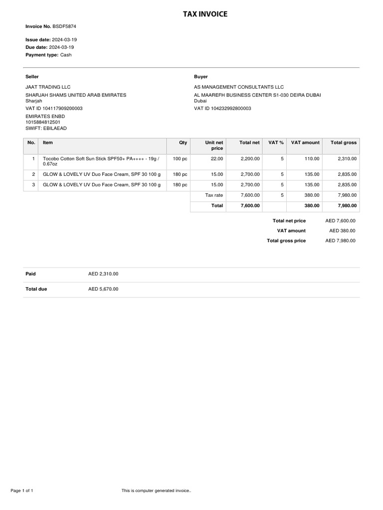 Invoice | PDF | Value Added Tax | Invoice
