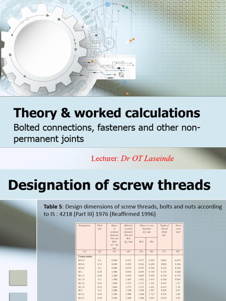 Worked Calculations Non Permanent Fasteners No Narration | PDF | Screw ...