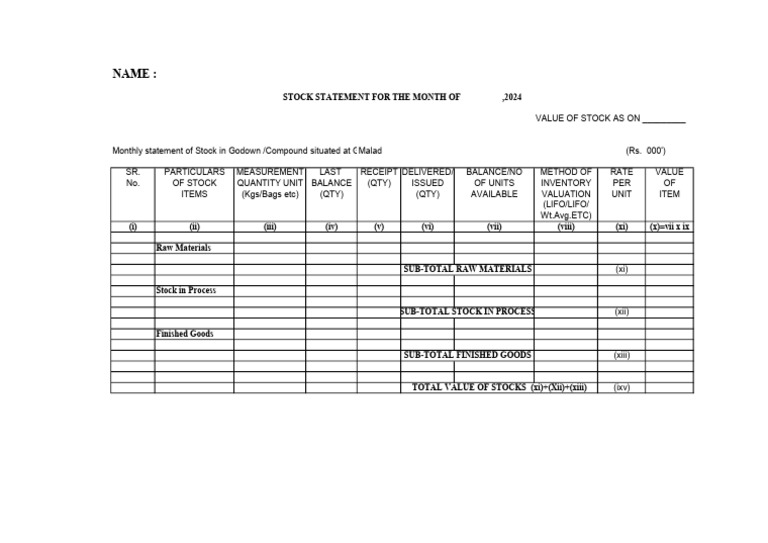 Stock Format PDF | PDF