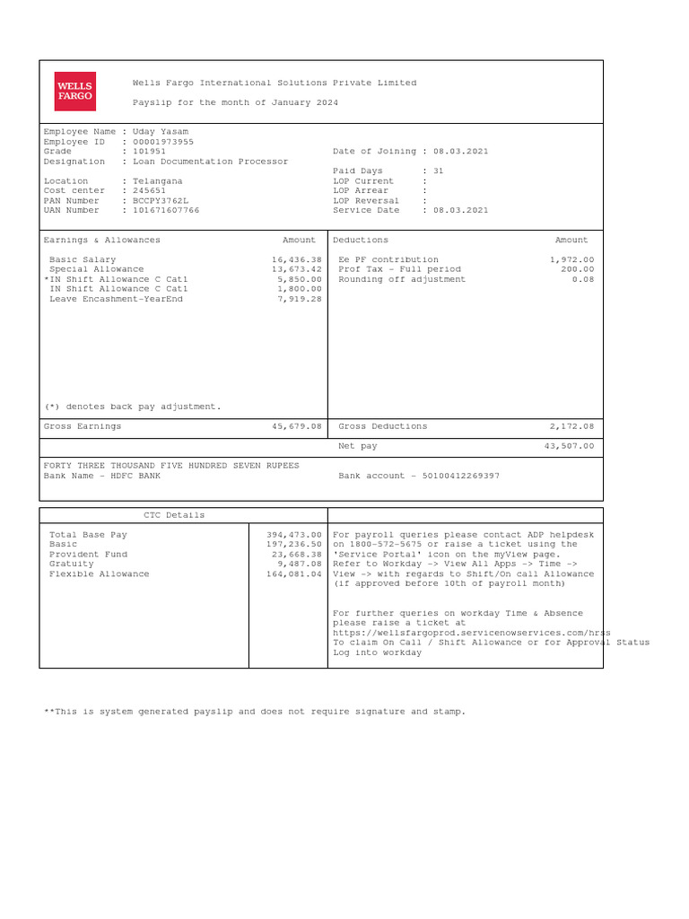 Payslip - 2024 01 26 | PDF | Payroll Tax | Paycheck